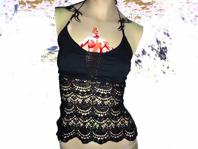 Open Back Pixie Handmade Cut Out Halter Top Womens Medium Etsy
