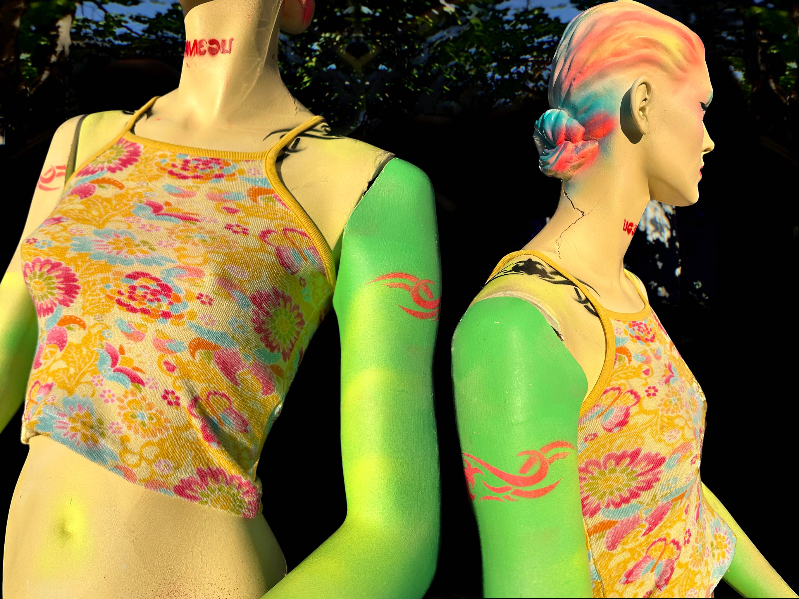 Y2K Groovy Beach Towel Halter Top Flower Butterfly Printed Women's XXS ...