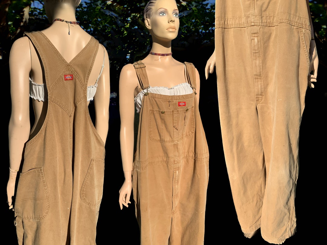 Vintage 1990 Dickies Brown Denim Carpenter Monos Hombres XXL Ropa de ...