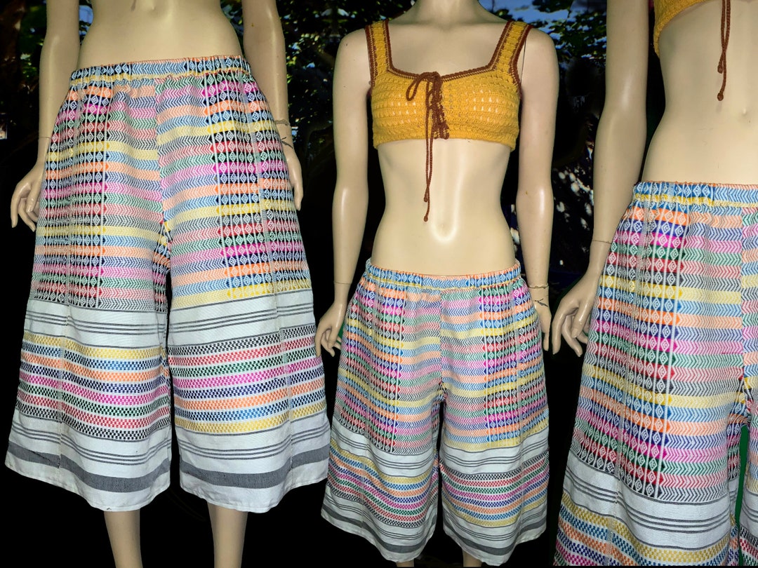 HANDMADE Extreme Wide Leg Woven Elastic Waistband Pants Women's Small ...