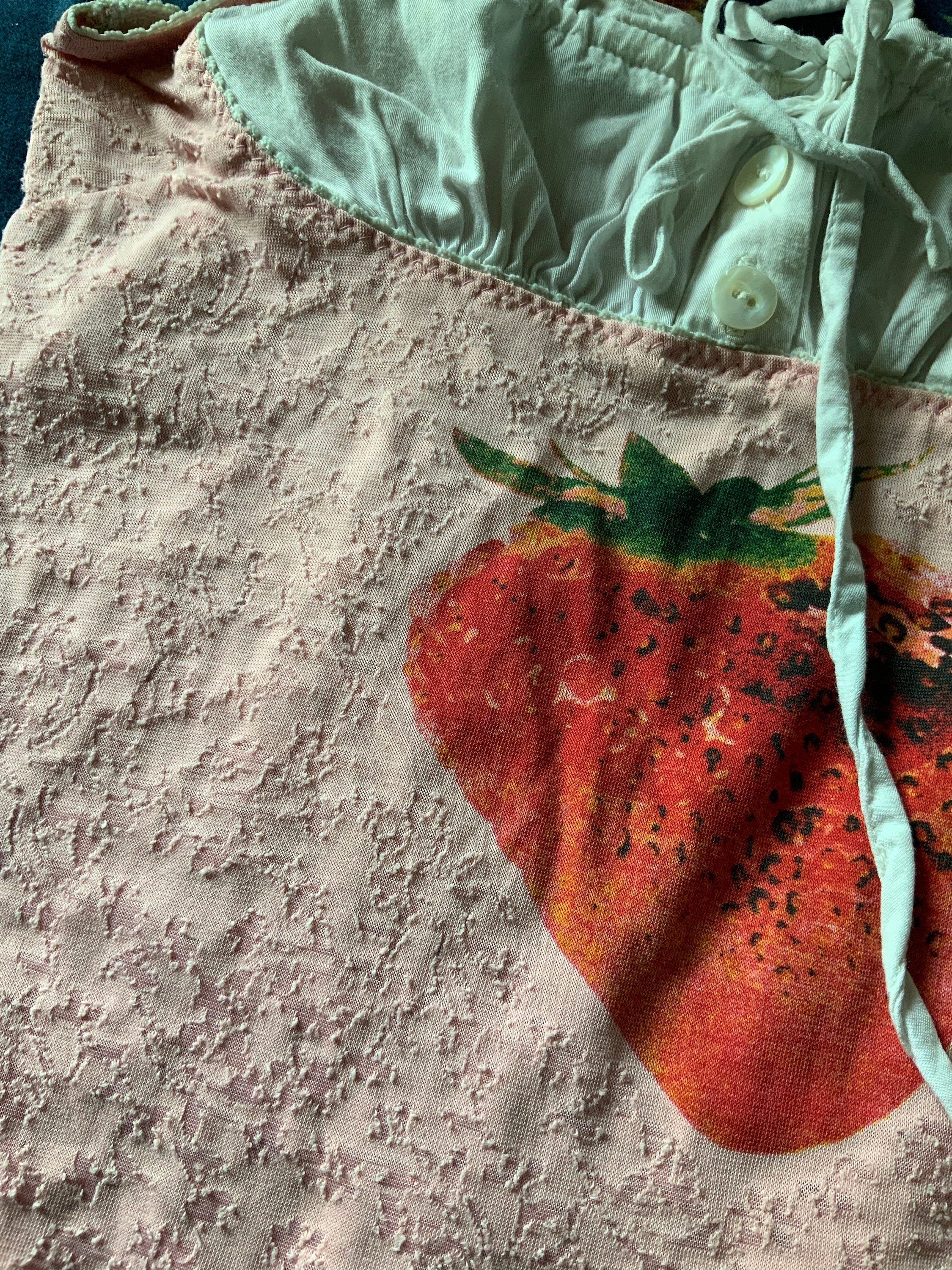 HANDMADE Strawberry Print Milkmaid Button up Bust Shirt All-over-print ...