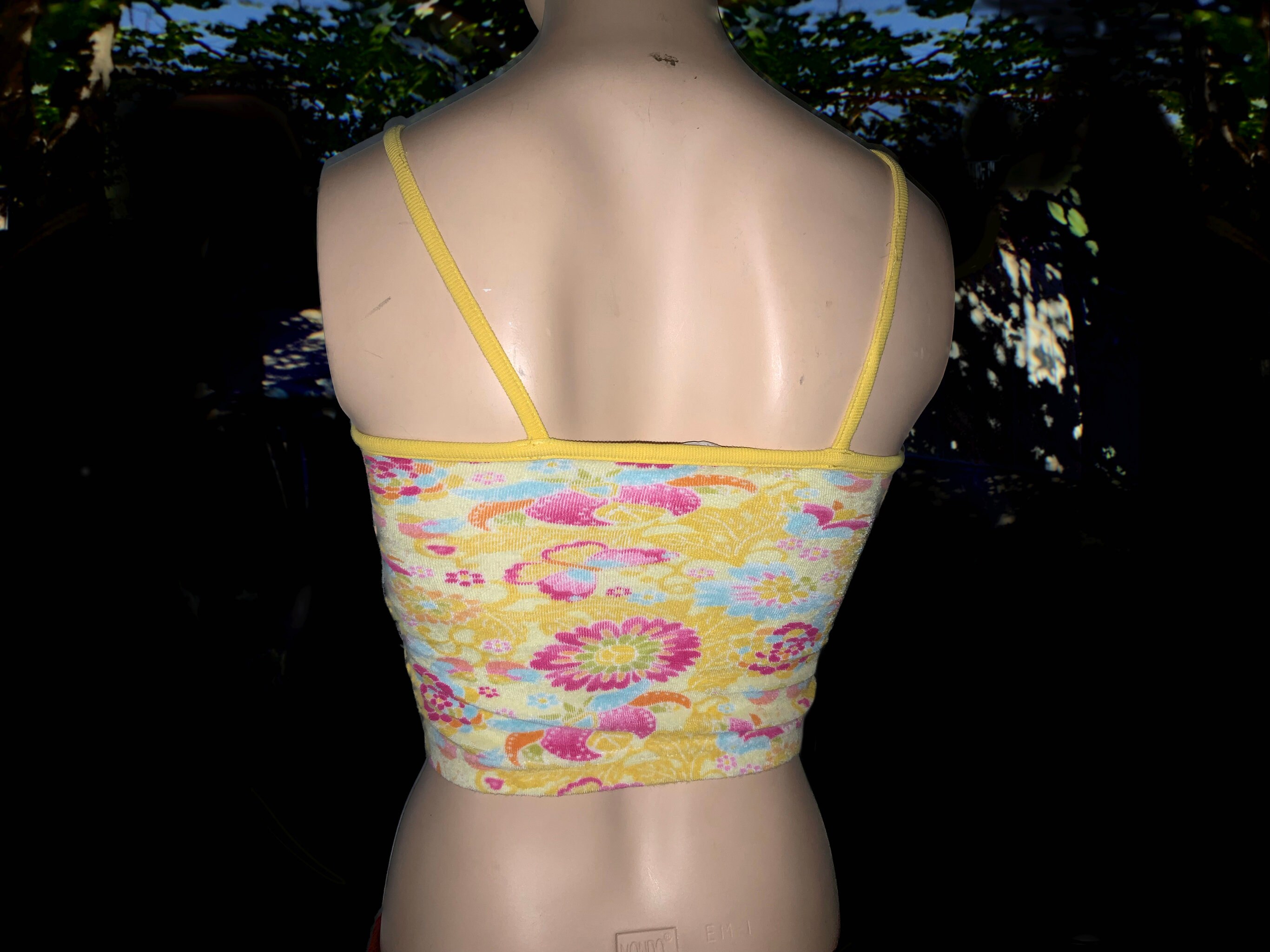 Y2K Groovy Beach Towel Halter Top Flower Butterfly Printed Women's XXS ...