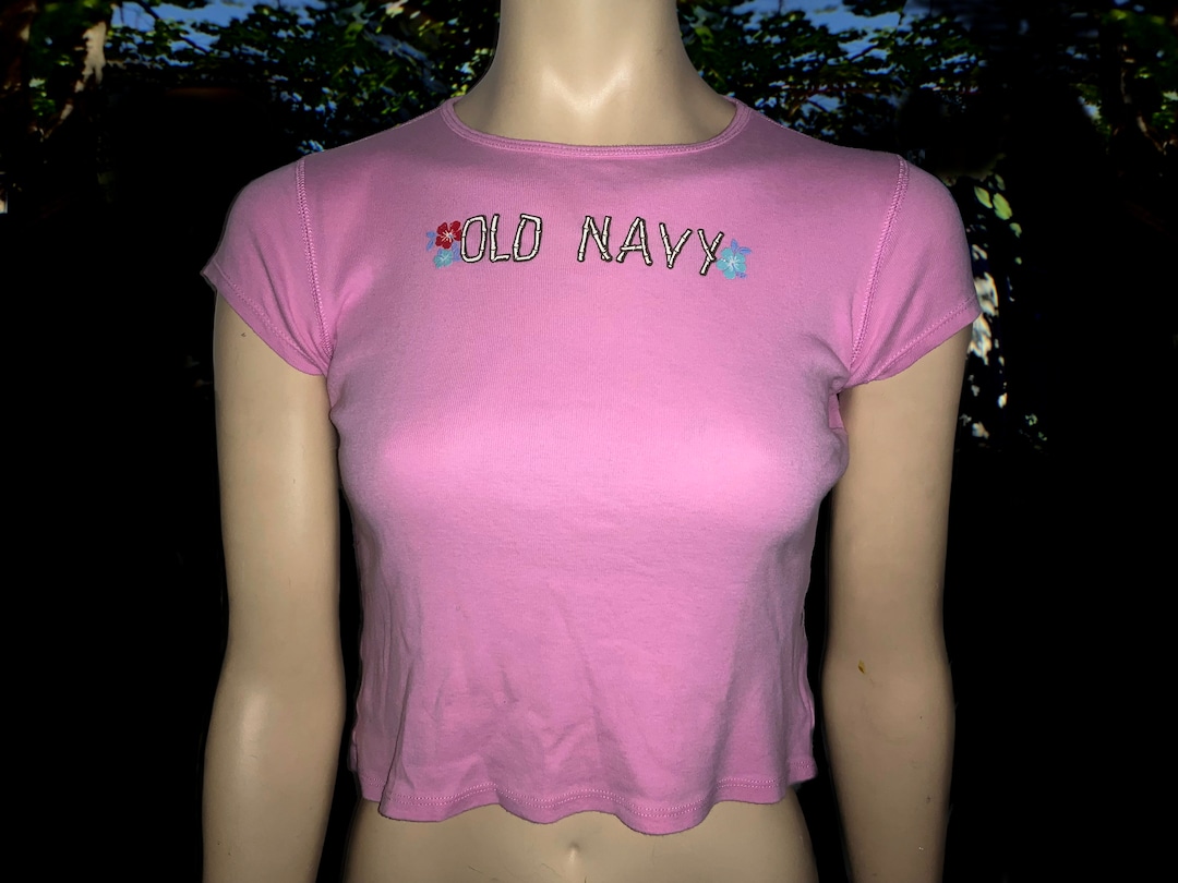 Y2K Pink Surfer Girl Cropped Ribbed Baby Tee Old Navy Spellout - Etsy