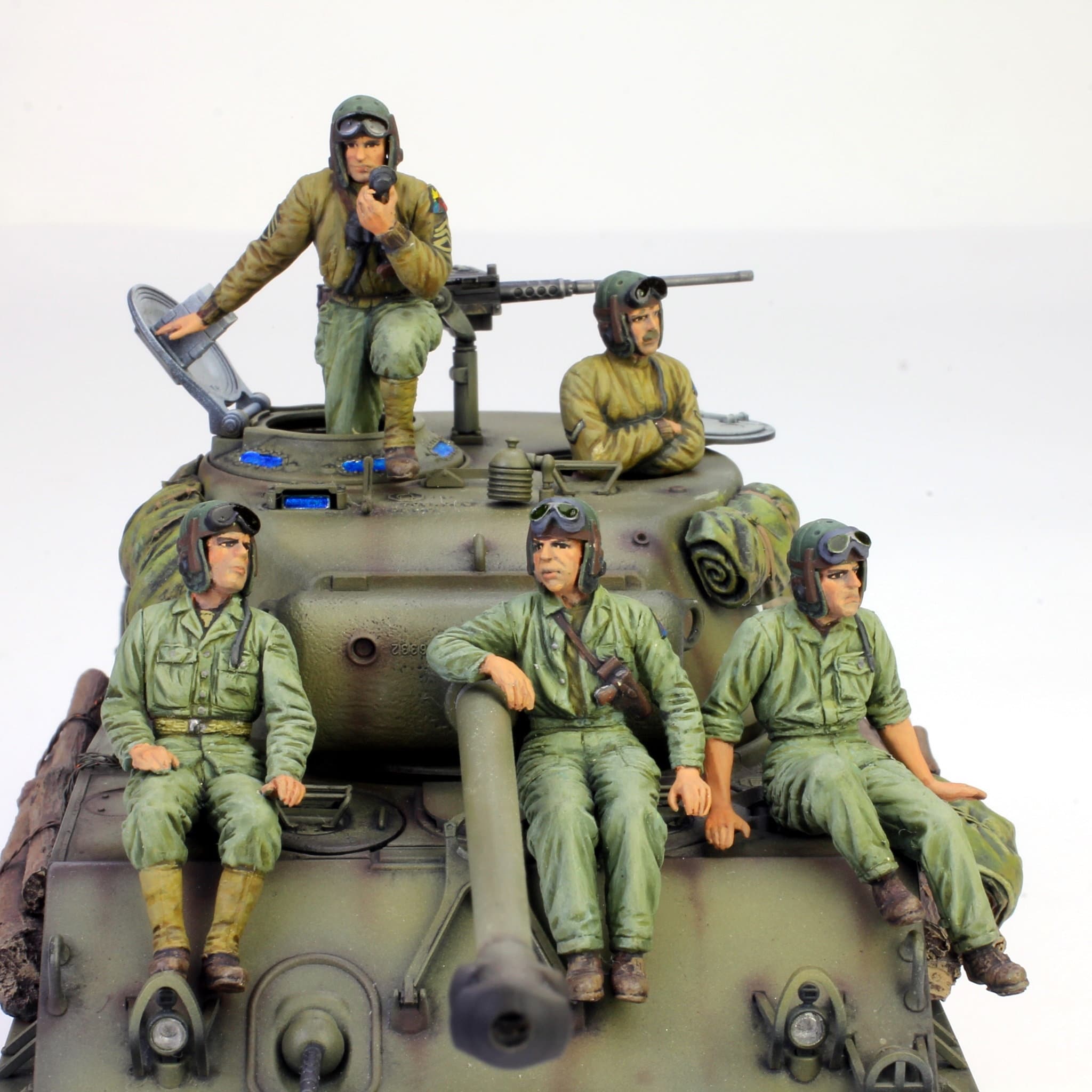Painted Figures US Tank Crews European Theater WWII (05 Figures) 1:35 ...