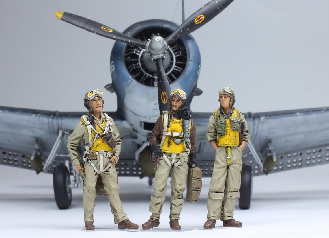 Set 03 Painted Figures US Navy Pilots WWII 1:48 built and Painted by ...