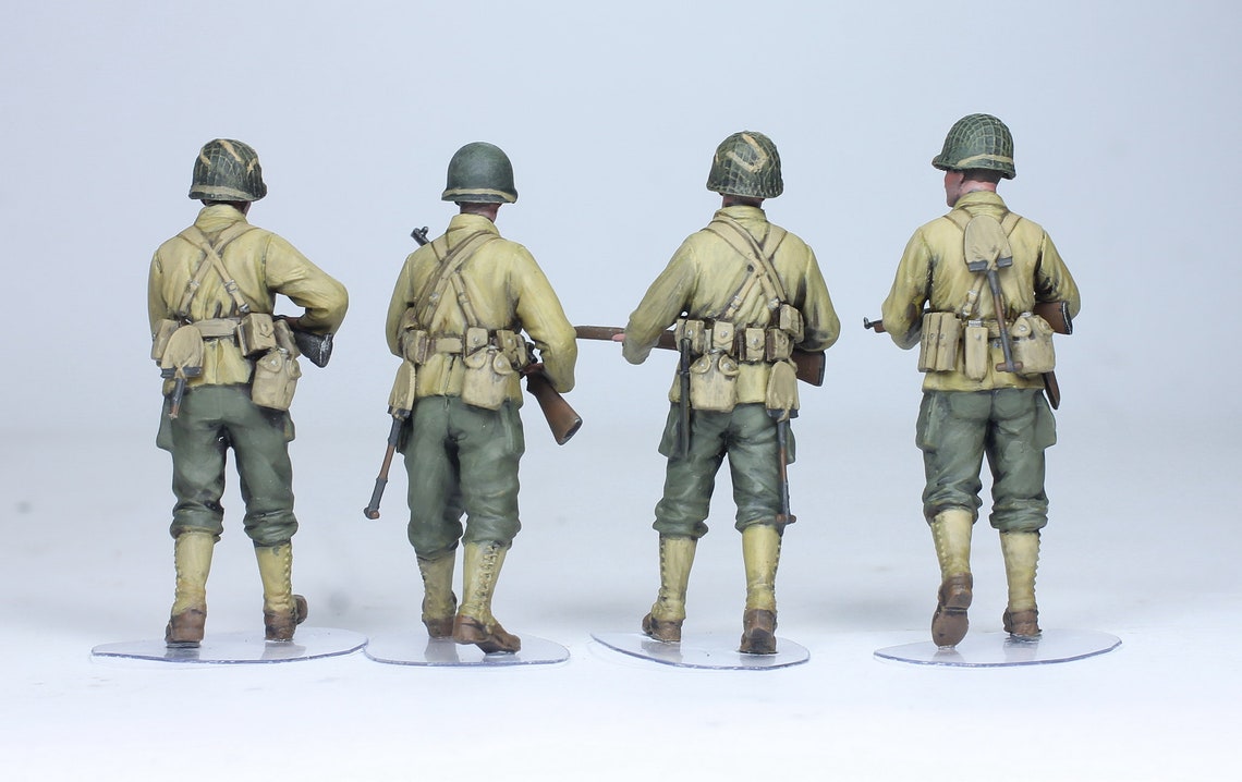 Painted Figures US Soldiers Infantry (04 Figures) European WW2 1:35 ...