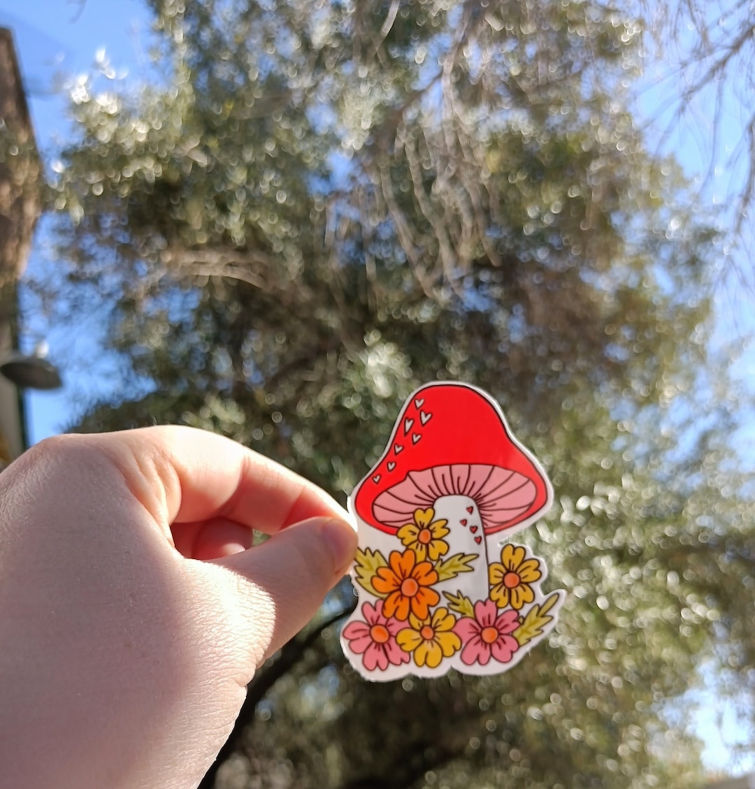 Mushroom Flower Sticker, Fairycore Vinyl Decal, Water Resistant - Etsy