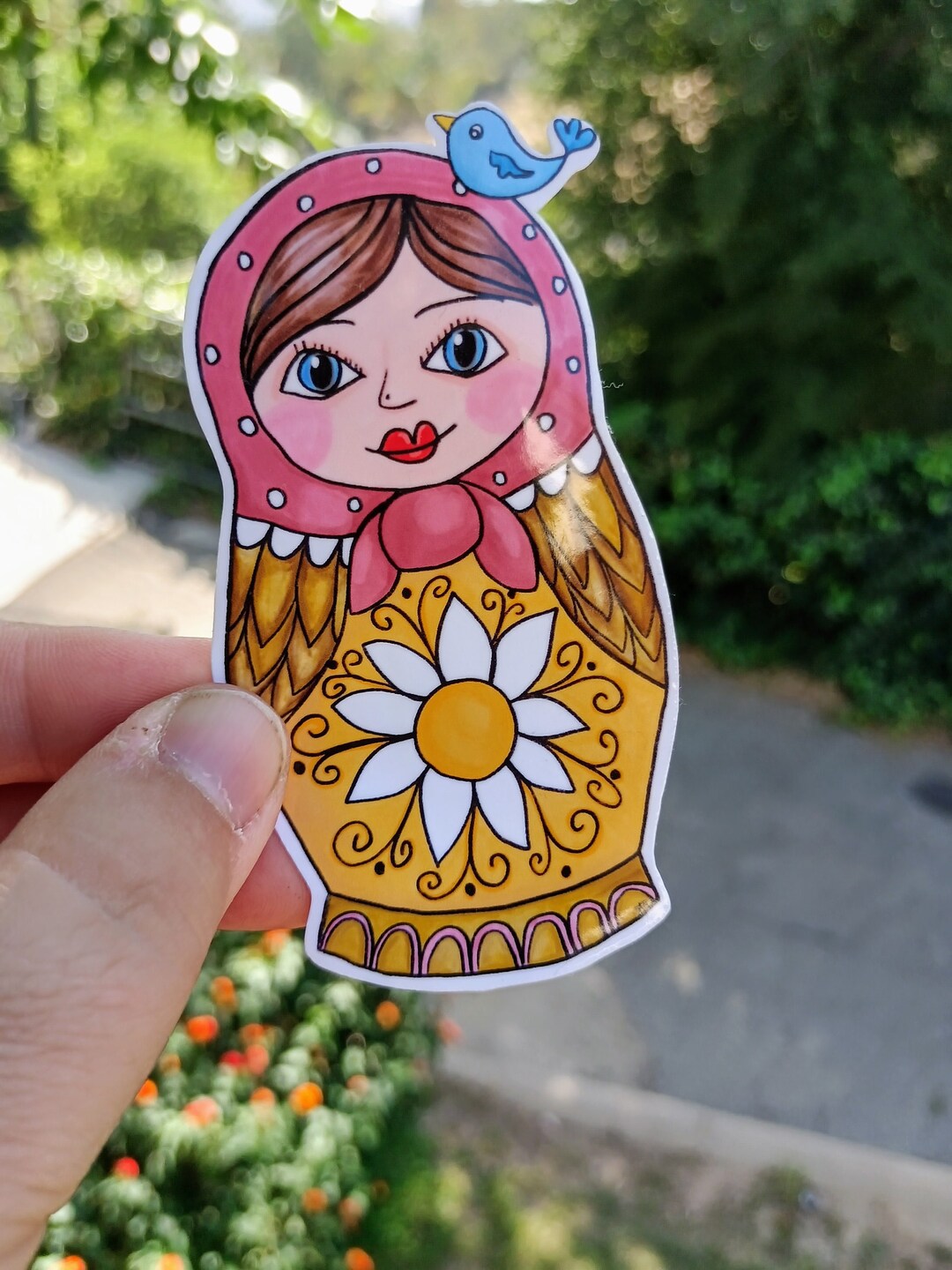 Babushka Nesting Doll Sticker, Folk Vinyl Sticker, Waterproof Starbs ...