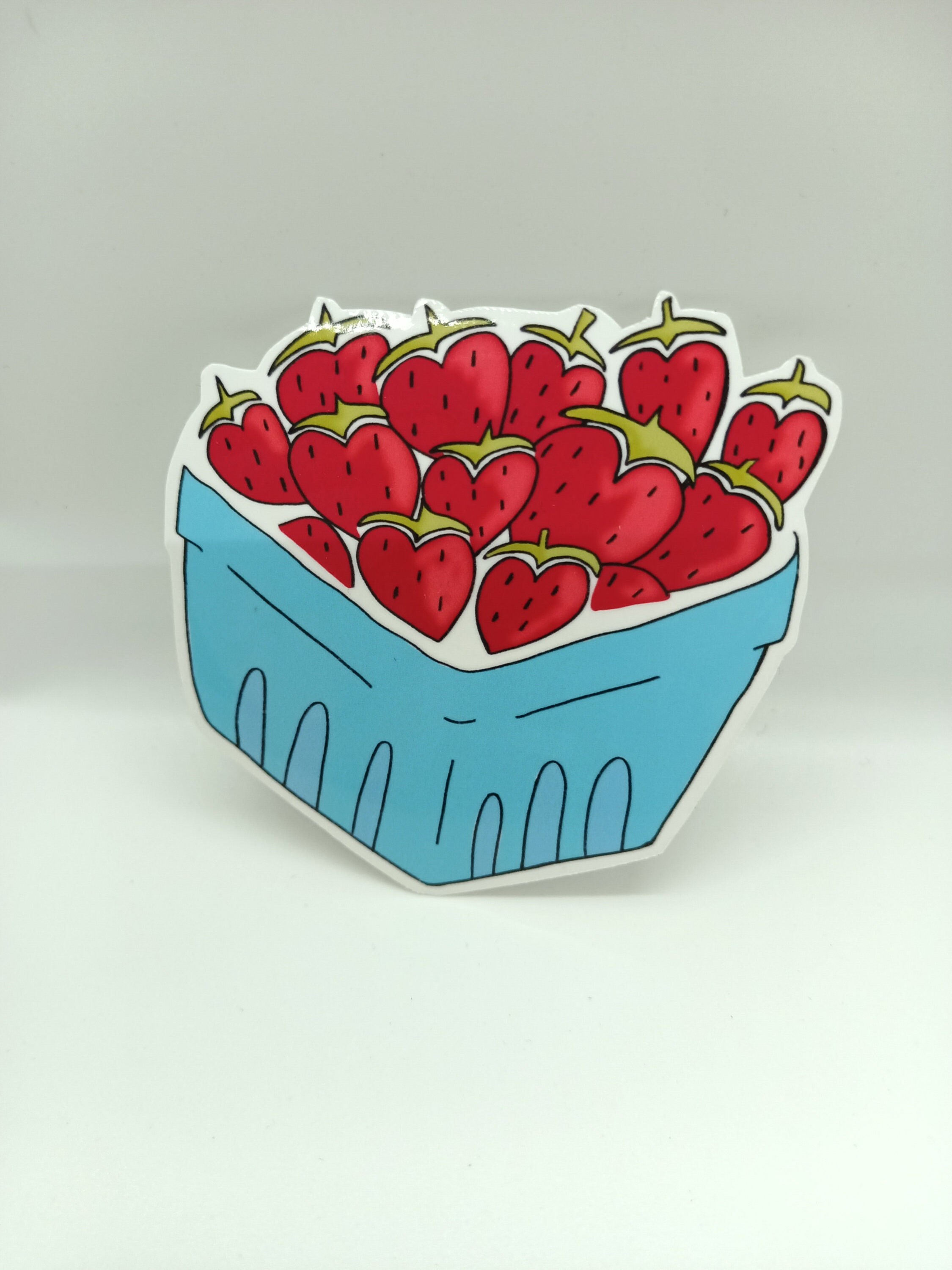 Fresh Strawberries Sticker Strawberry Basket Waterproof Vinyl - Etsy
