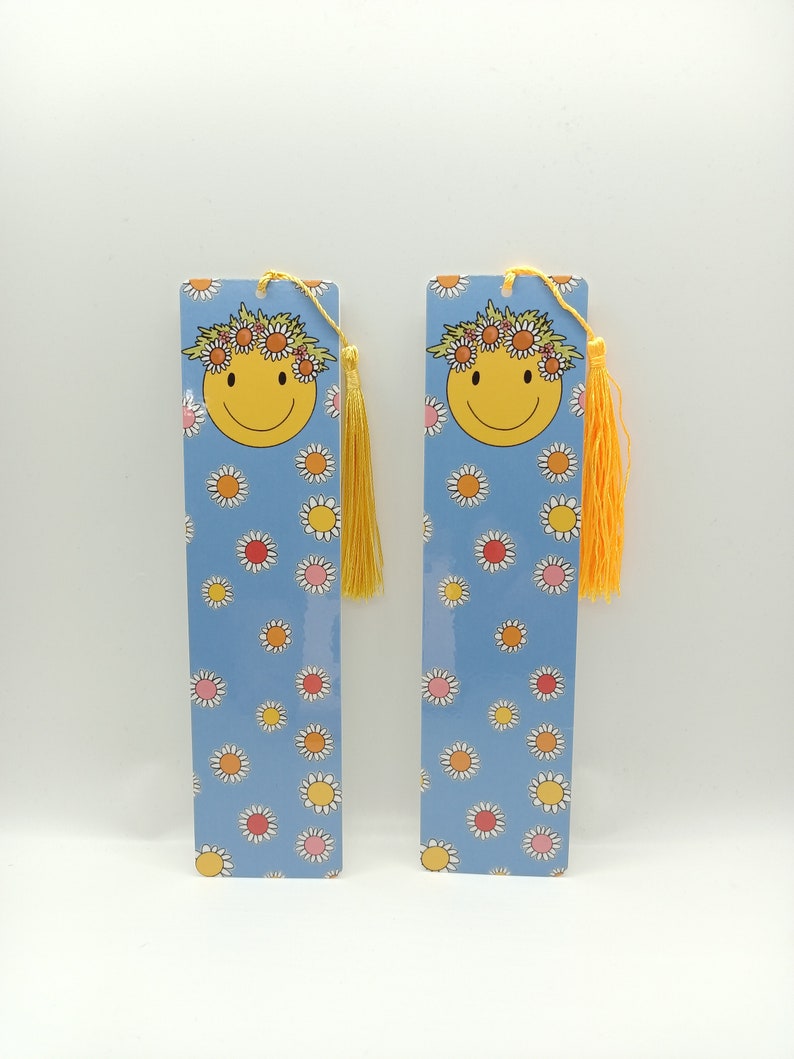 Daisy Happy Face Bookmarks Smiley Face Bookmark Flower Bloom - Etsy