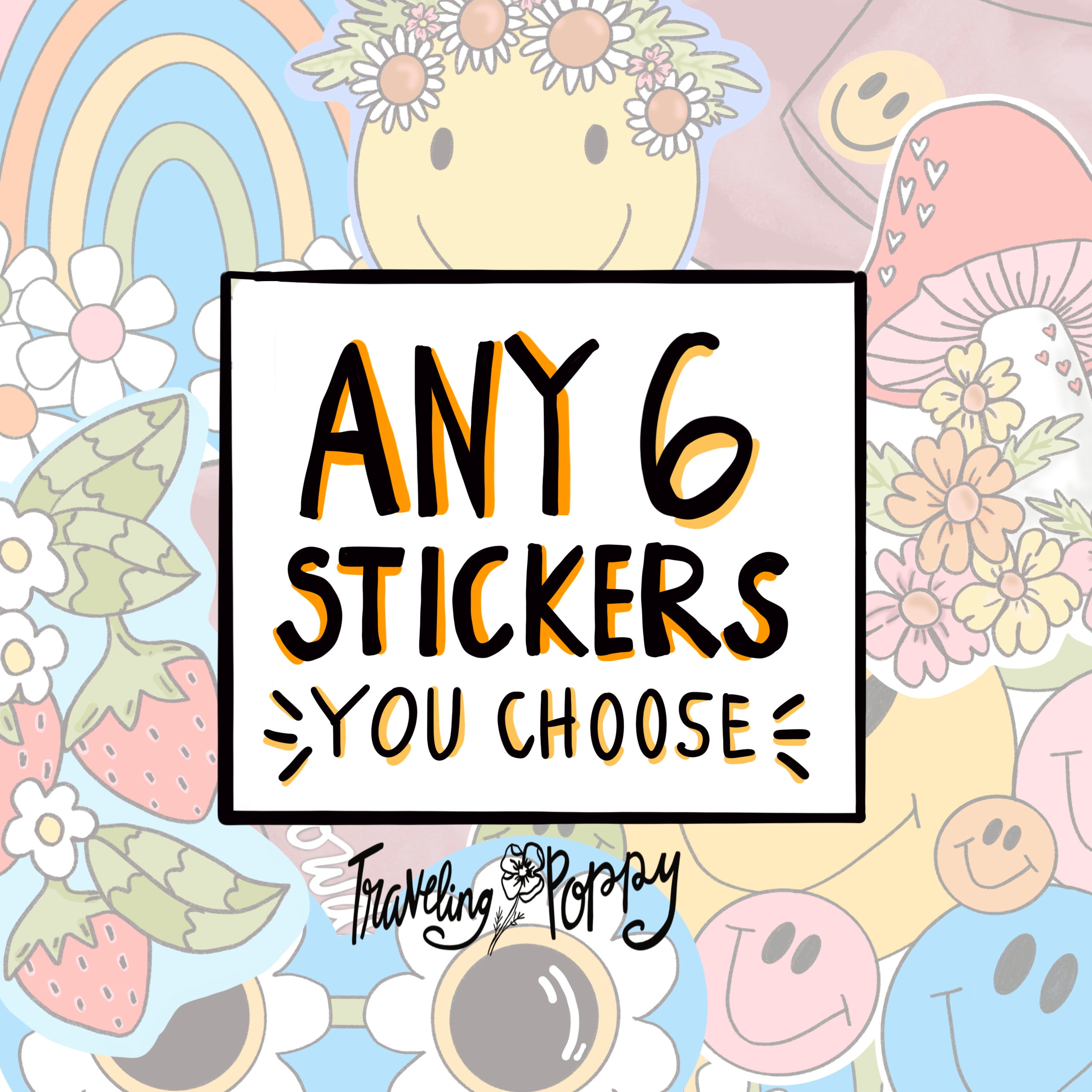 Choose Any 6 Stickers, Sticker Set, Multipack, Sticker Bundle, Assorted ...