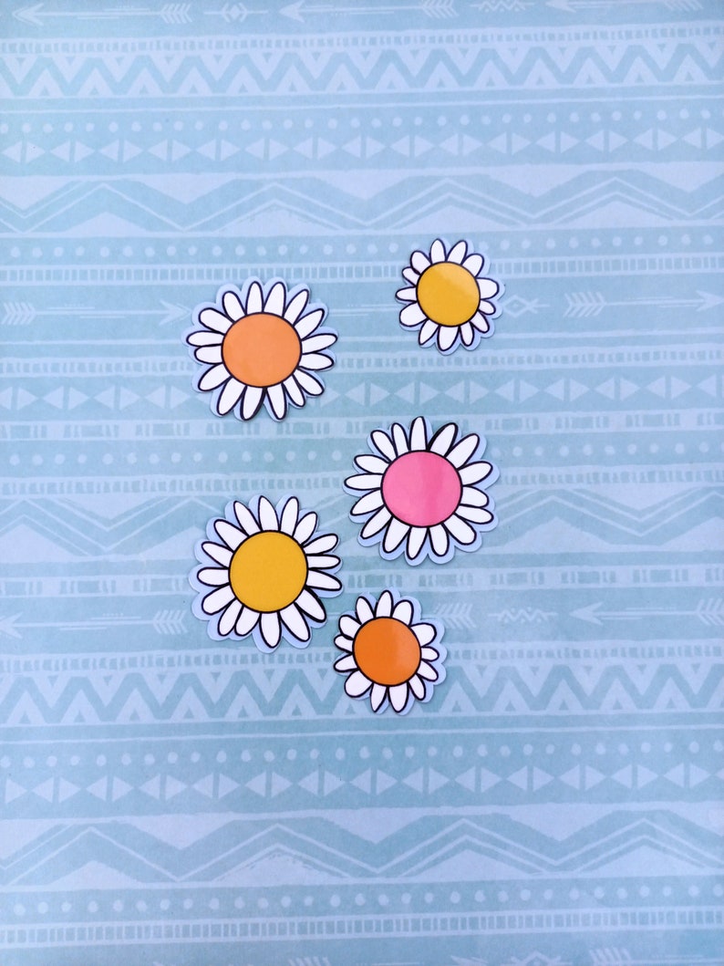 Daisy Happy Face Sticker Set Daisy Vinyl Stickers Waterproof - Etsy