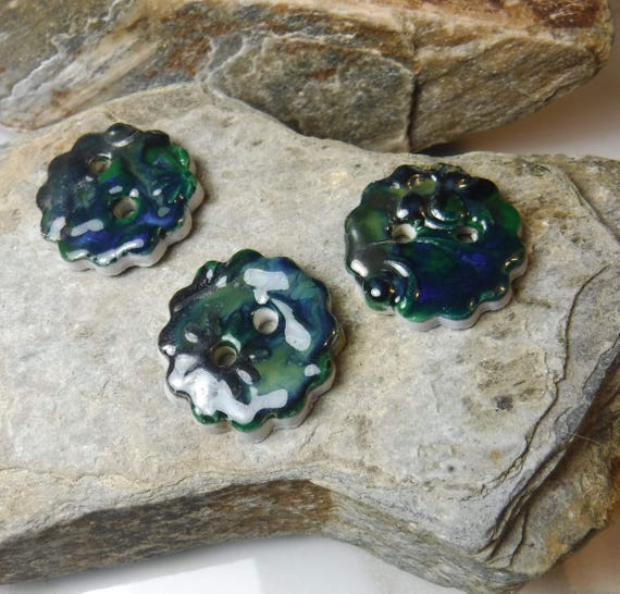 3 Handmade Ceramic Buttons / Sewing and Fiber Knitting | Etsy