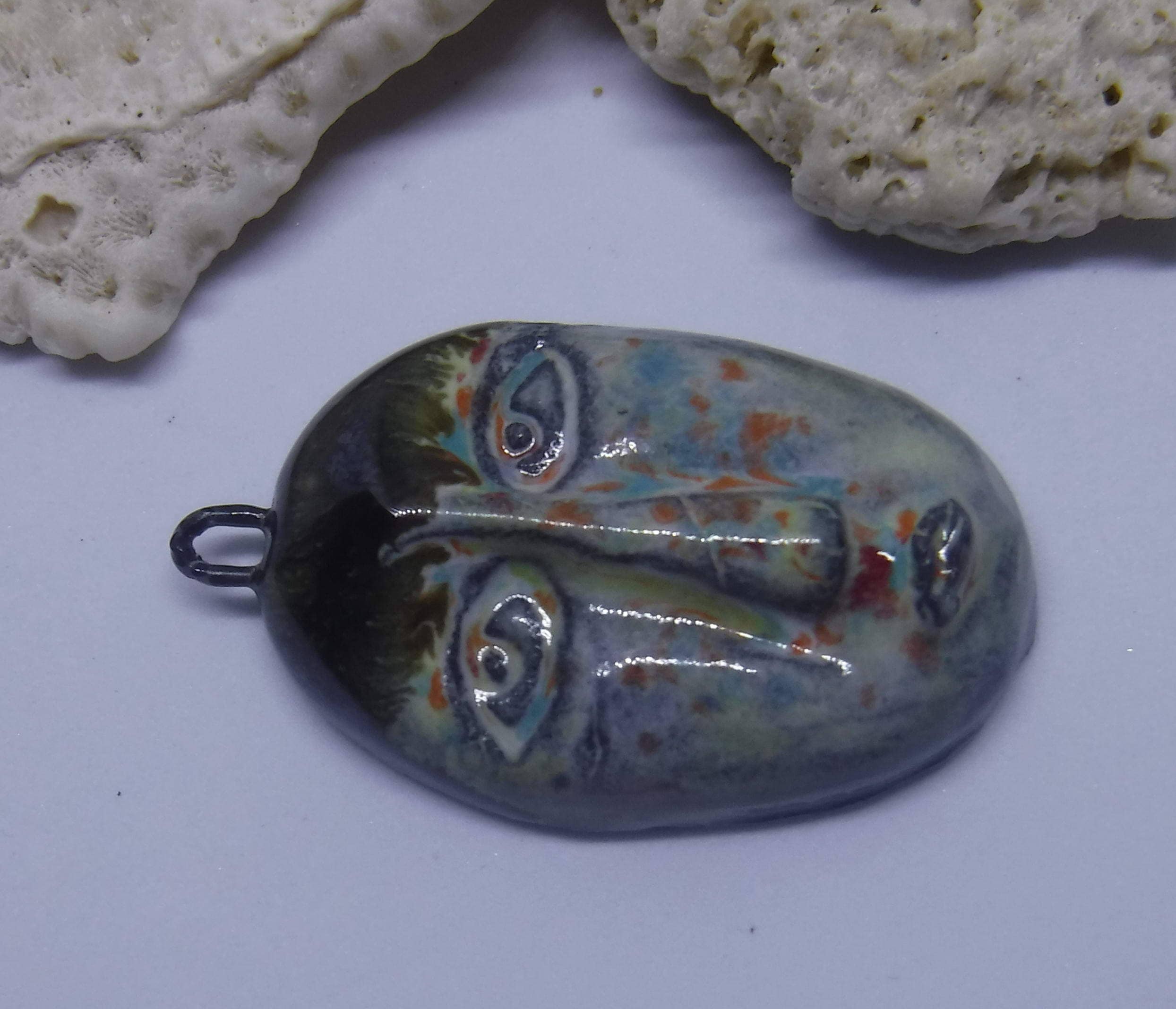 Porcelain Man Face Pendant Charm Bead Item 861 - Etsy
