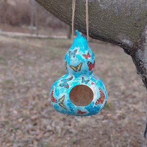 Blue Gourd Birdhouse With Butterflies - Etsy