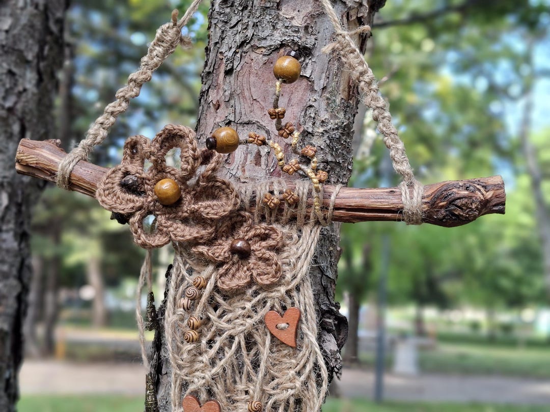 Natural Wood Grapewood Branch Decor Macrame Woodland Floral Wall ...