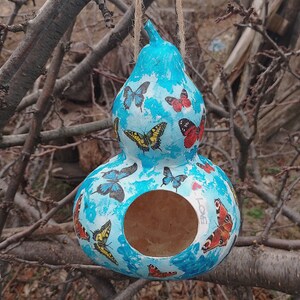 Blue Gourd Birdhouse With Butterflies - Etsy