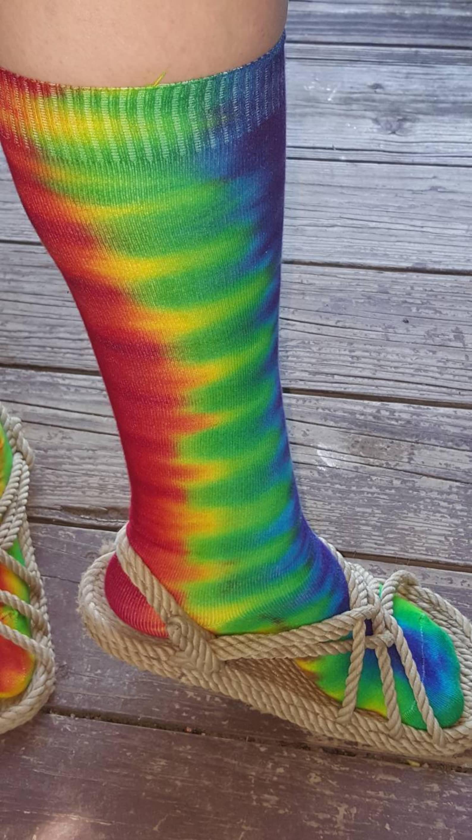 Women's Knee High Socks Hippie Clothing Handmade Tie | Etsy