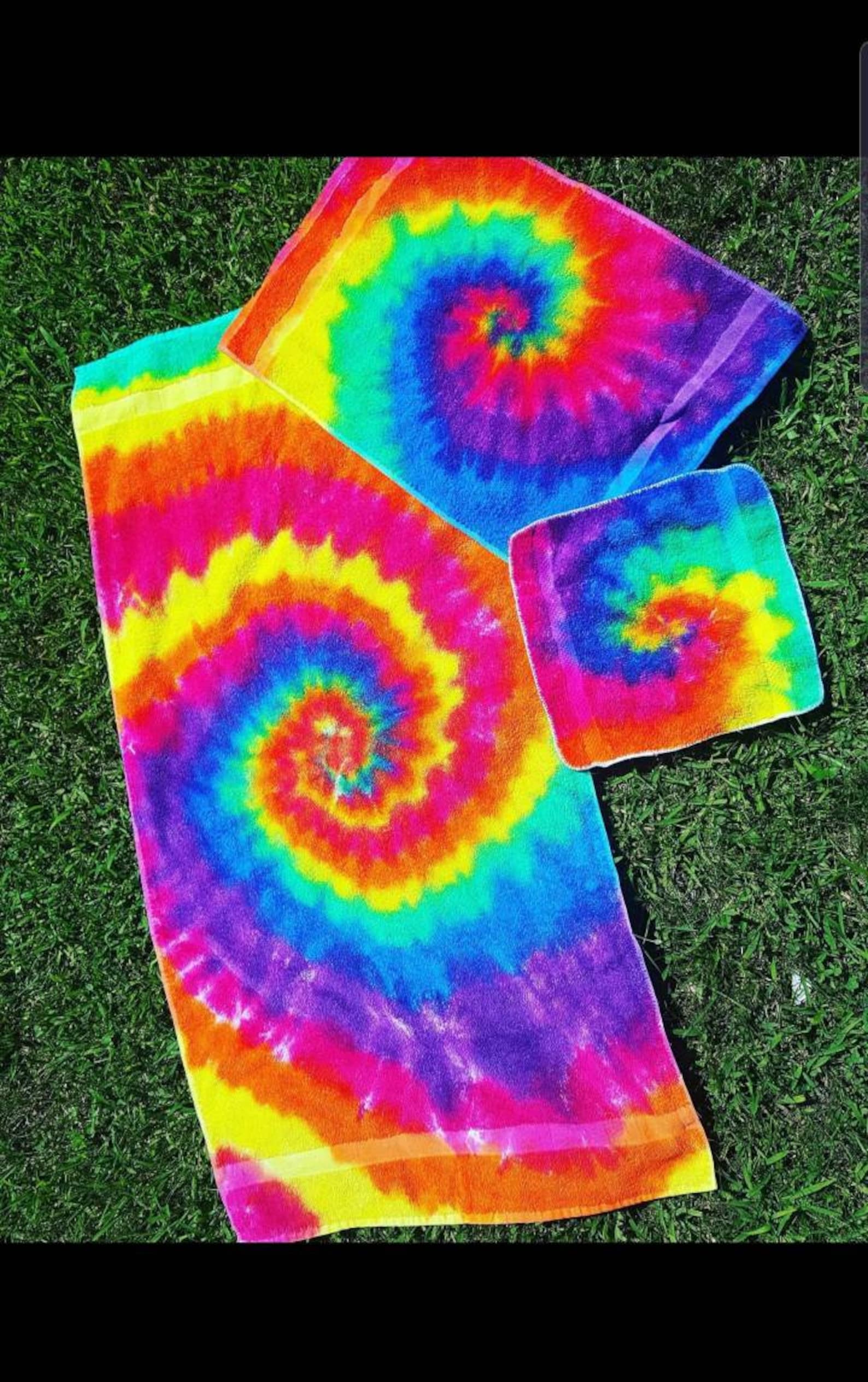 Rainbow Tie Dye Bath Towel Set Bath Towels Tie Dye Etsy