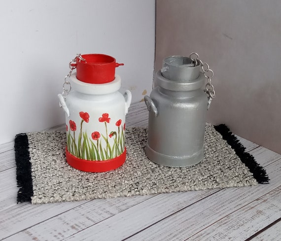 Old Miniature Milk Can Made From Painted Glass Cardboard and | Etsy