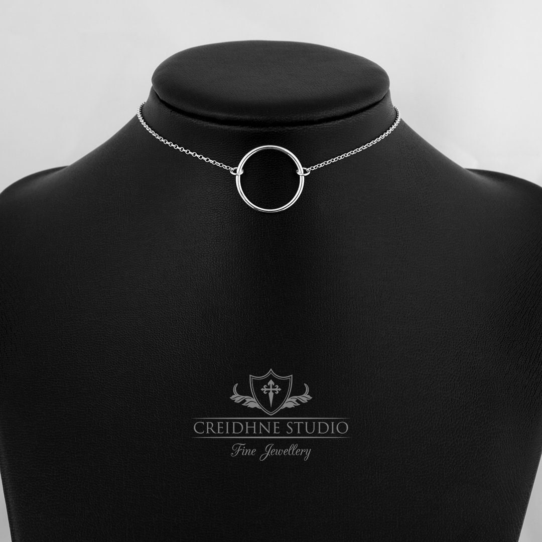 Large Ring Day Collar, Sterling Silver, Very Delicate and Discreet Day ...
