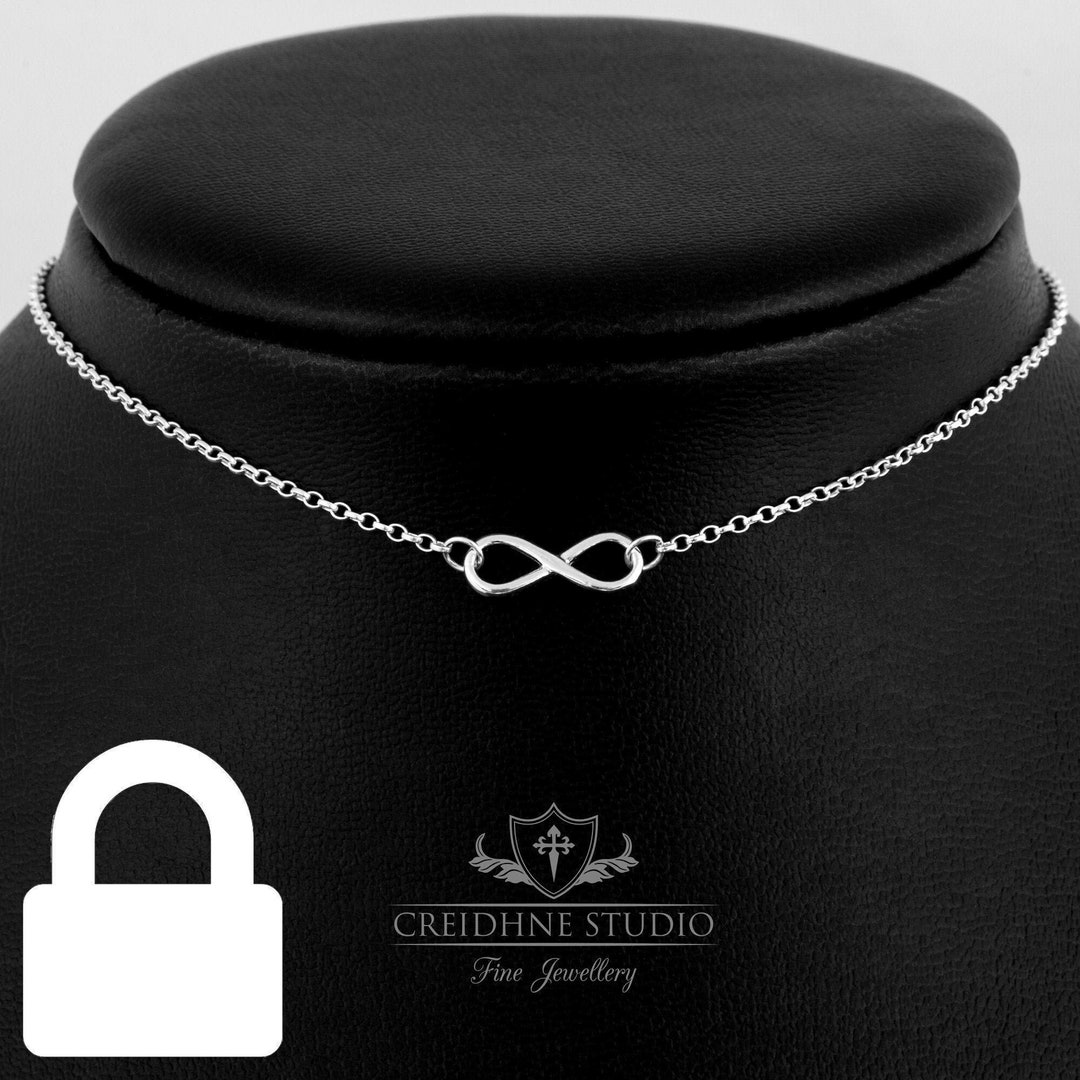 Sterling Silver Permanently Locking Infinity Symbol Day Collar, Very ...