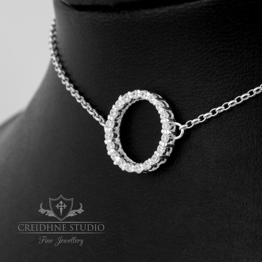 Sparkly Ring Day Collar, Sterling Silver, Very Delicate and Discreet ...
