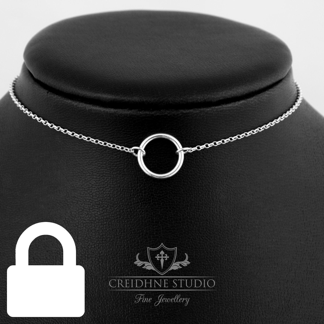 Sterling Silver Permanent Locking Day Collar - Discreet 24/7 Small O Ring Necklace - Etsy