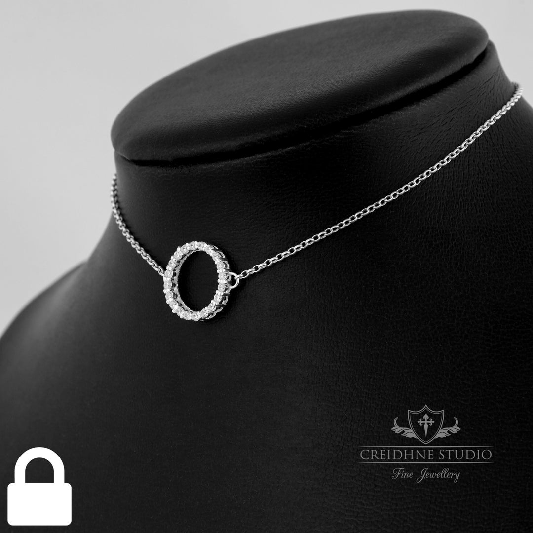 Permanently Locking Sparkly Ring Day Collar, Sterling Silver, Very ...