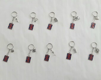 Union Jack Flag Keyring Letter Personalized, Union Jack Charm Keyring ...