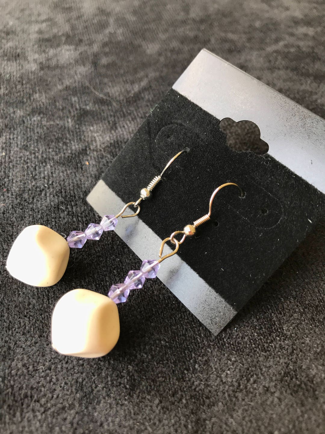 White Dented Sphere Dangle Earrings - Etsy