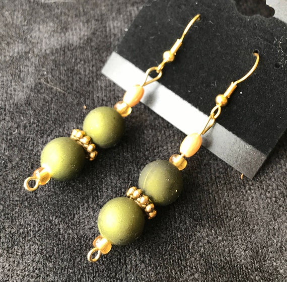 Double Sphere With Gold Spacer Earrings - Etsy UK