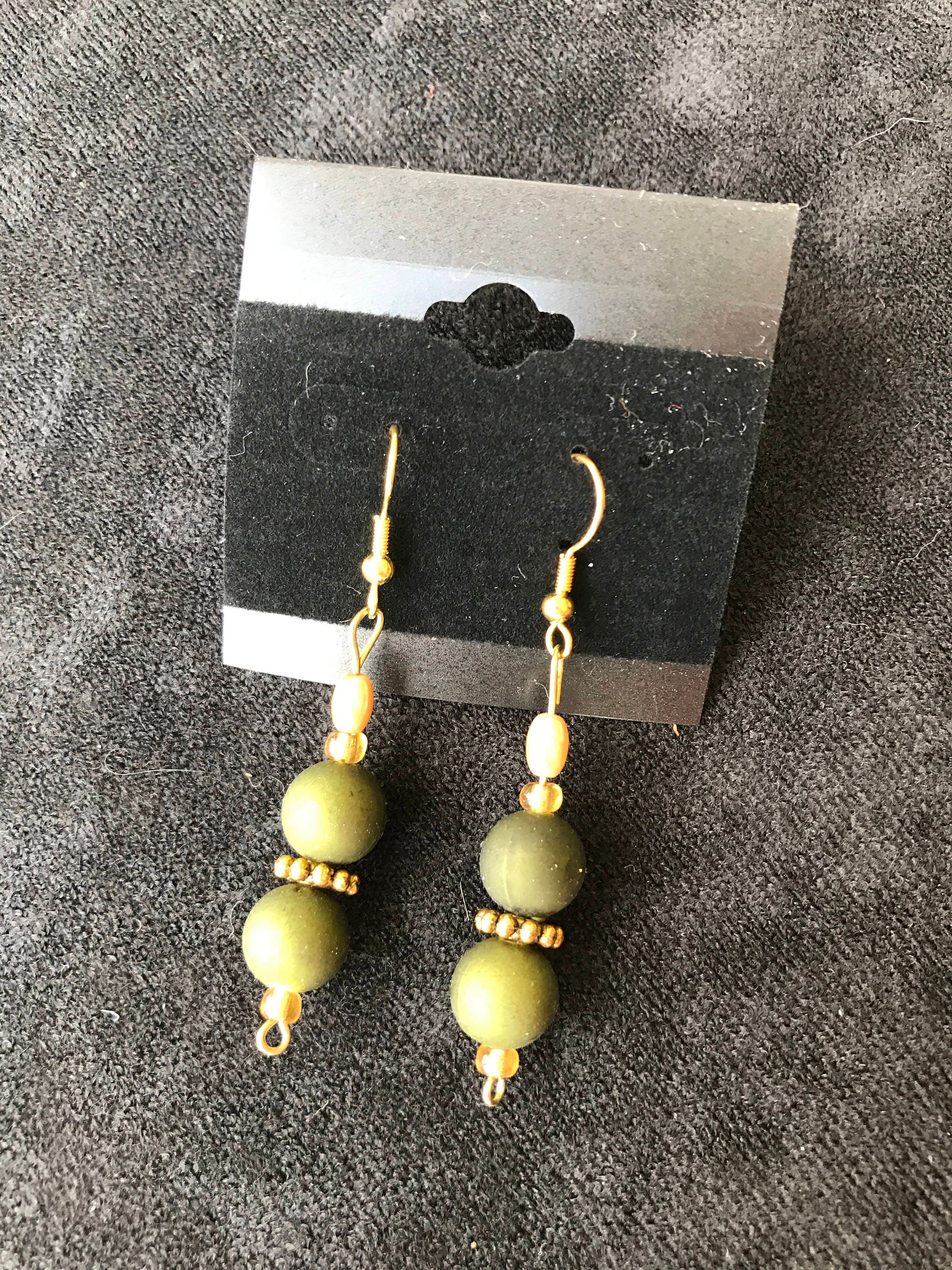 Double Sphere With Gold Spacer Earrings - Etsy UK