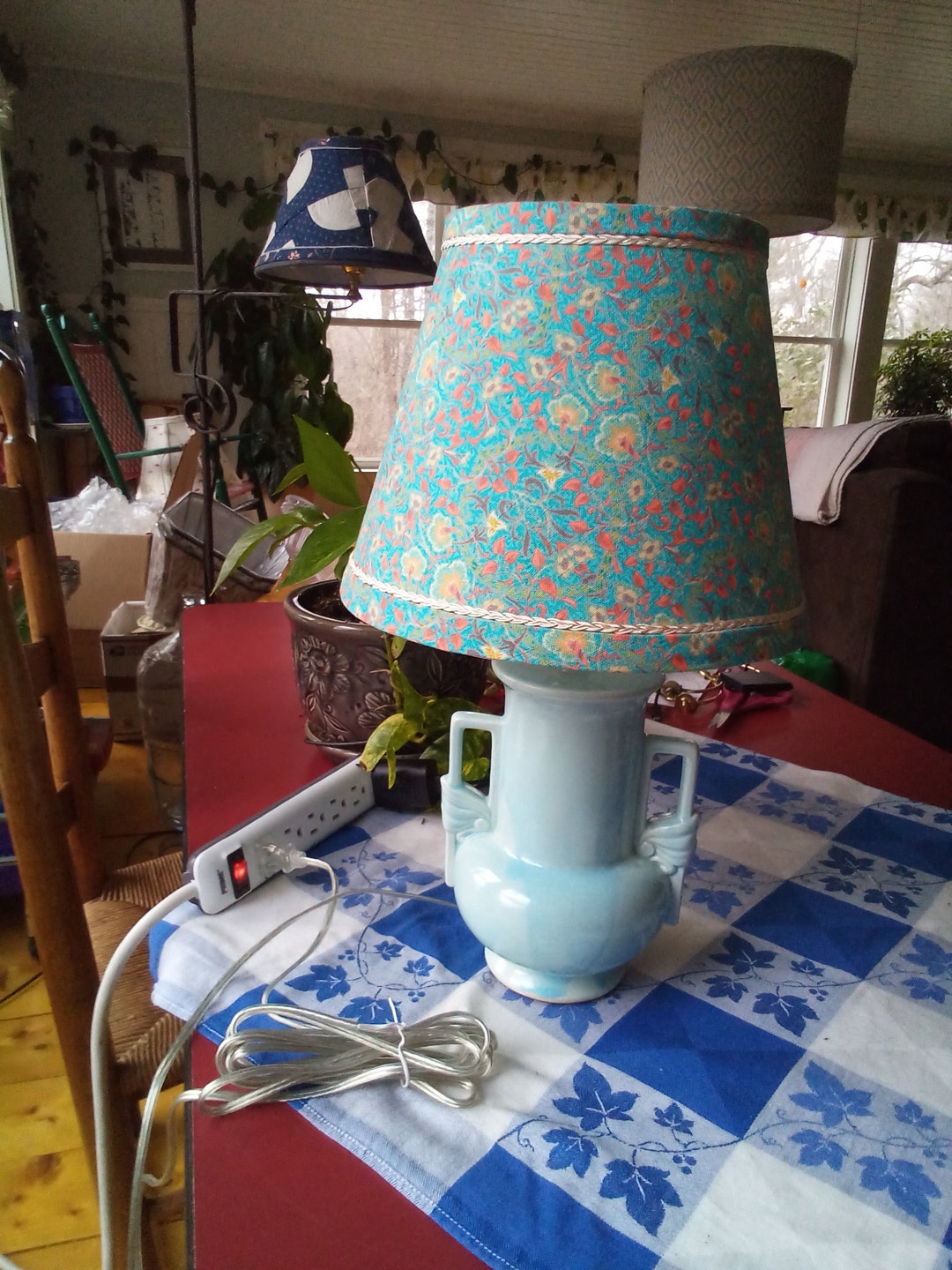 Light Aqua Double Handle Table Lamp and Shades-choose Option - Etsy