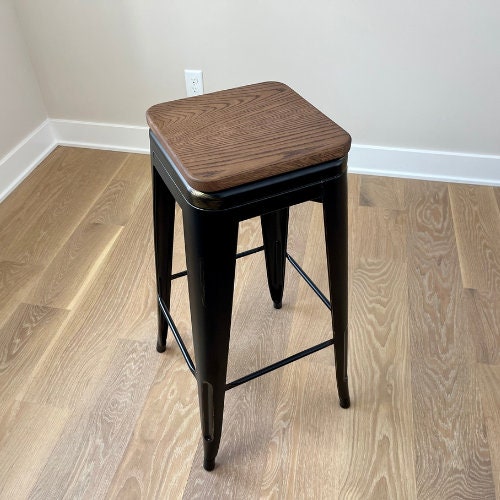Metal Dining Stool Steel Stool Wood Seat Cafe Stool Steel | Etsy