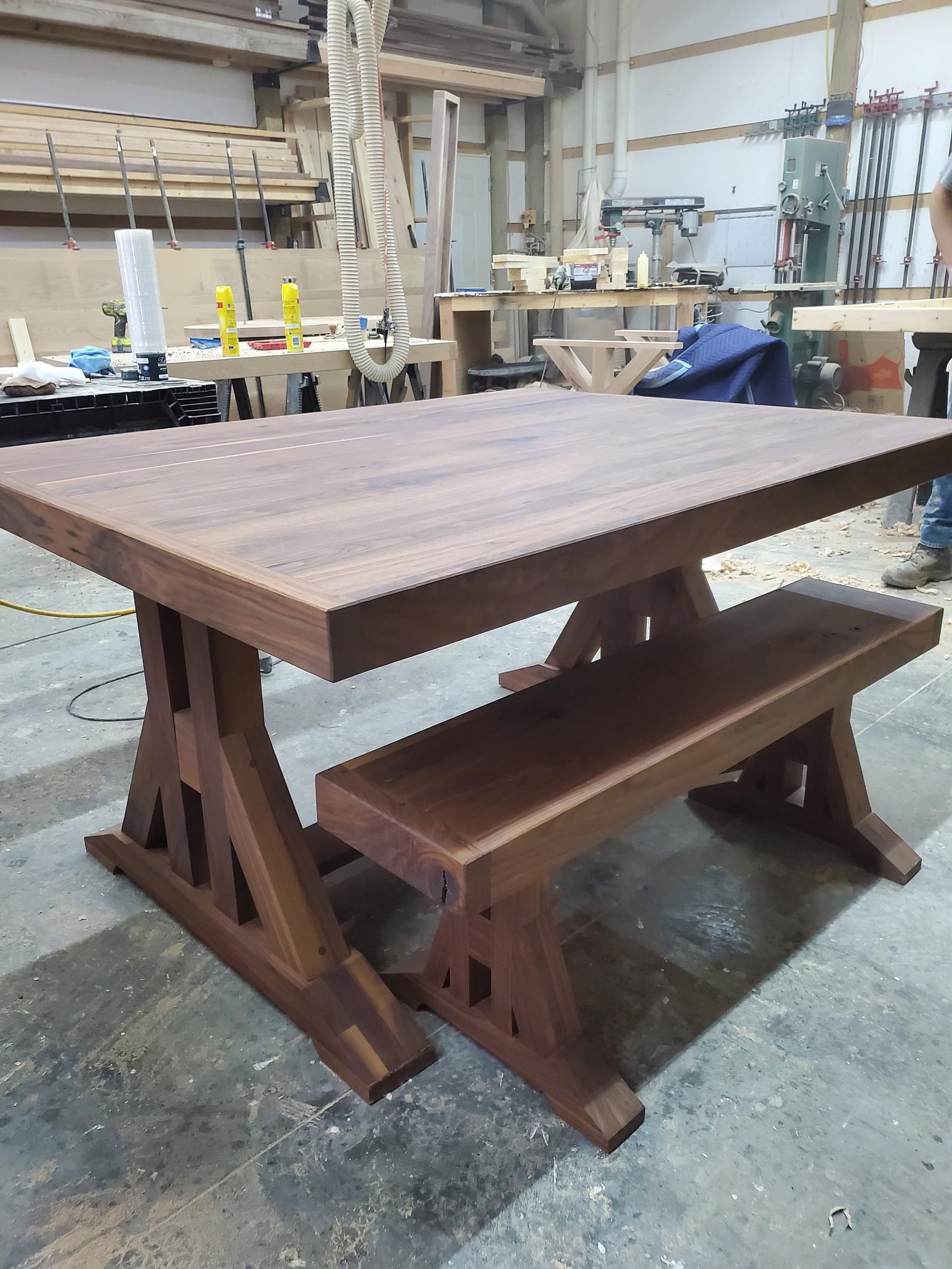 Walnut Dining Table, Farm House Table Custom Trestle Legs - Etsy