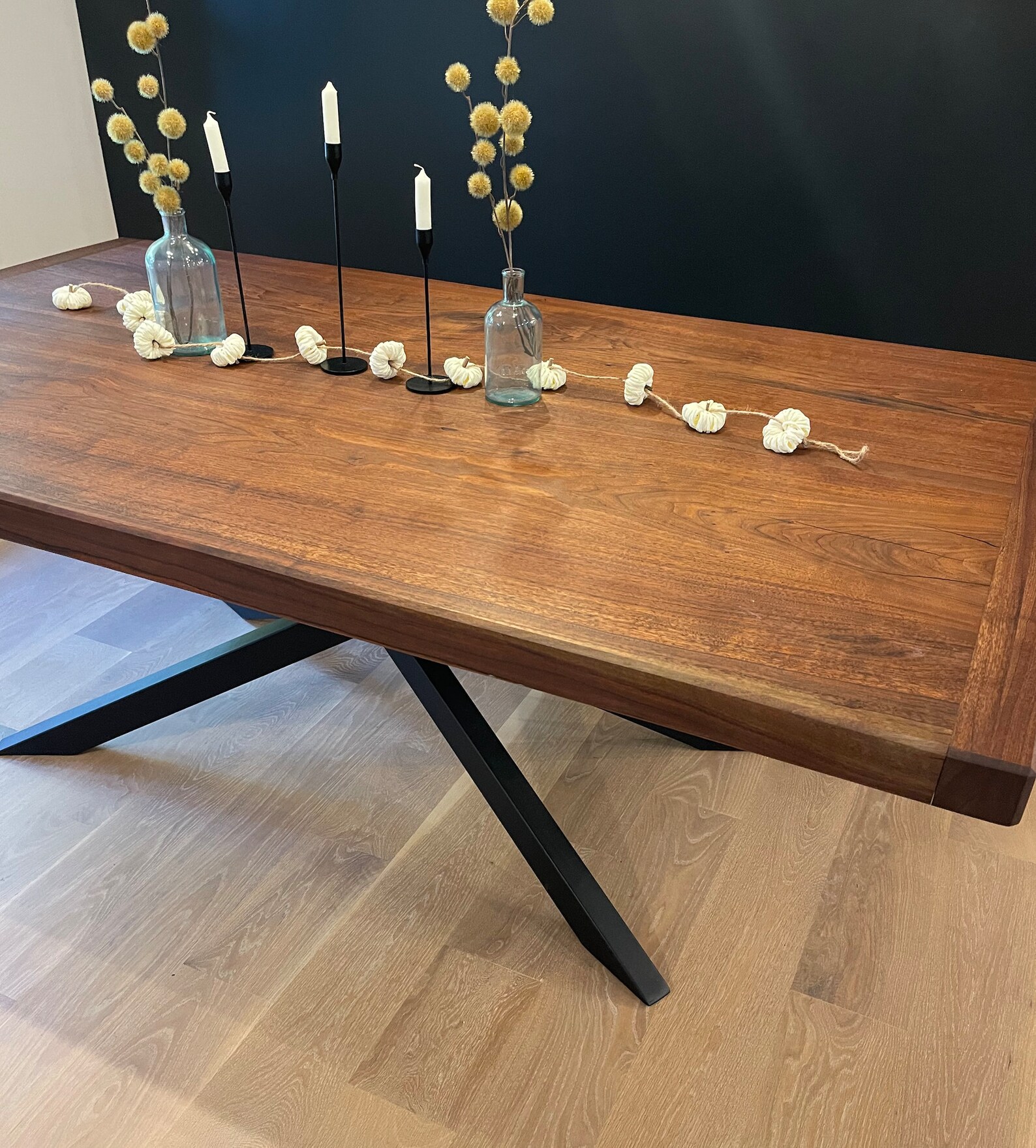 The Harper Steel Hardwood American Steel Spider Base Dining Table - Etsy