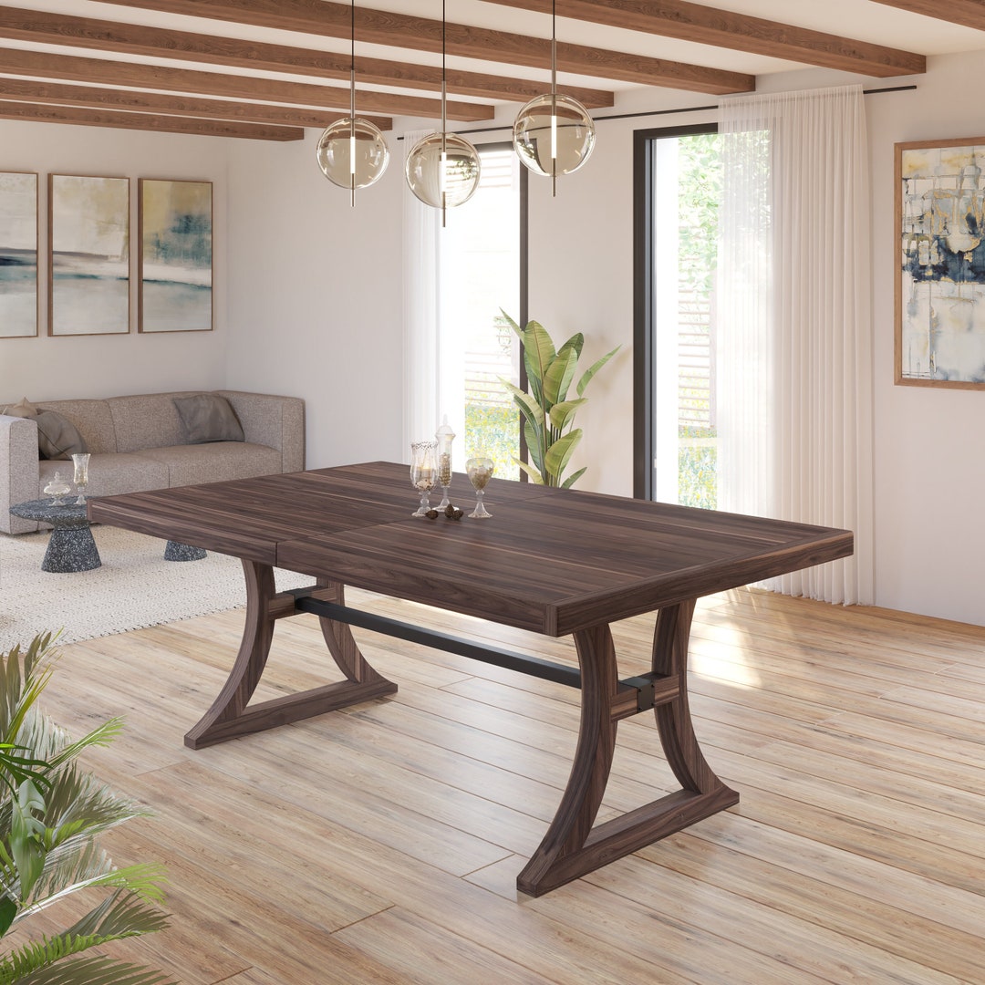 The Dakota Hardwood Dining Table Curved Legs - Walnut, White Oak, Maple ...