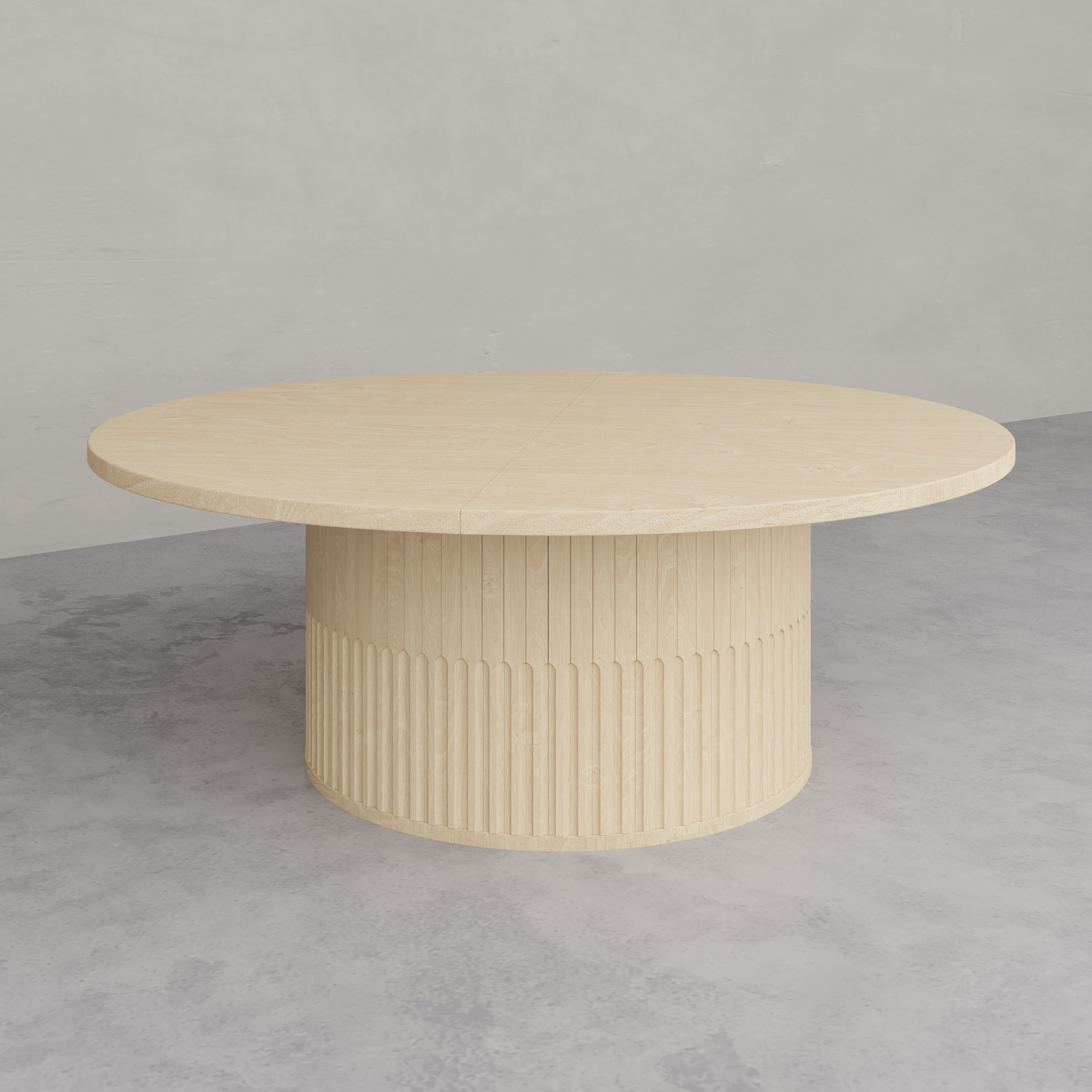 The Magnolia Hardwood Round Dining Table Fluted Cylinder Base - Etsy