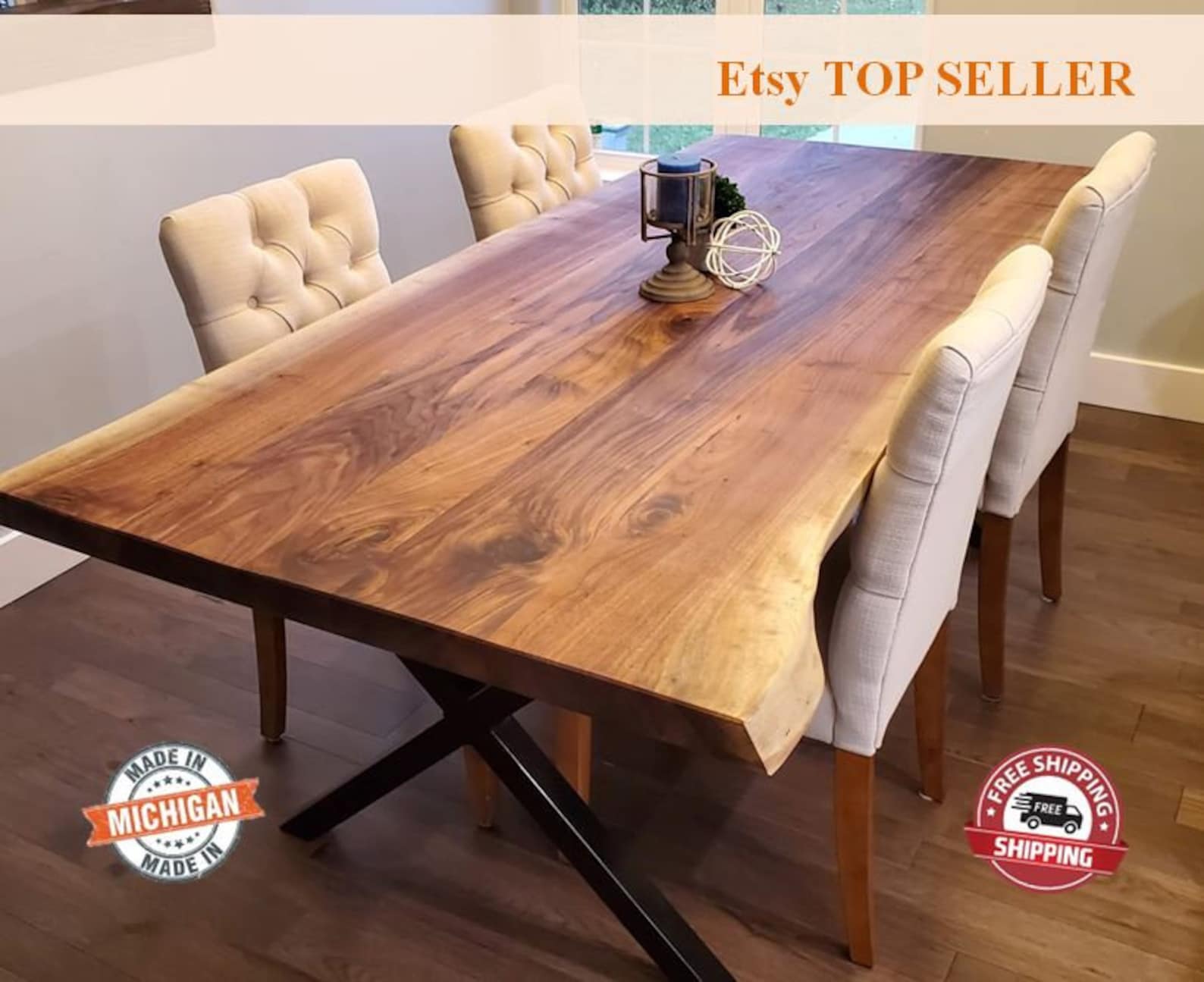 Live Edge Walnut Table, Live Edge, Dining Table, Dine Table, Farm Table ...