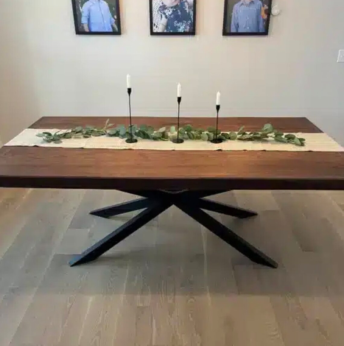 The Harper Steel Hardwood American Steel Spider Base Dining Table - Etsy
