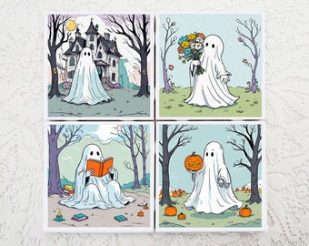 Cute Ghost Halloween Coasters,halloween Gift,unique Gift,halloween ...