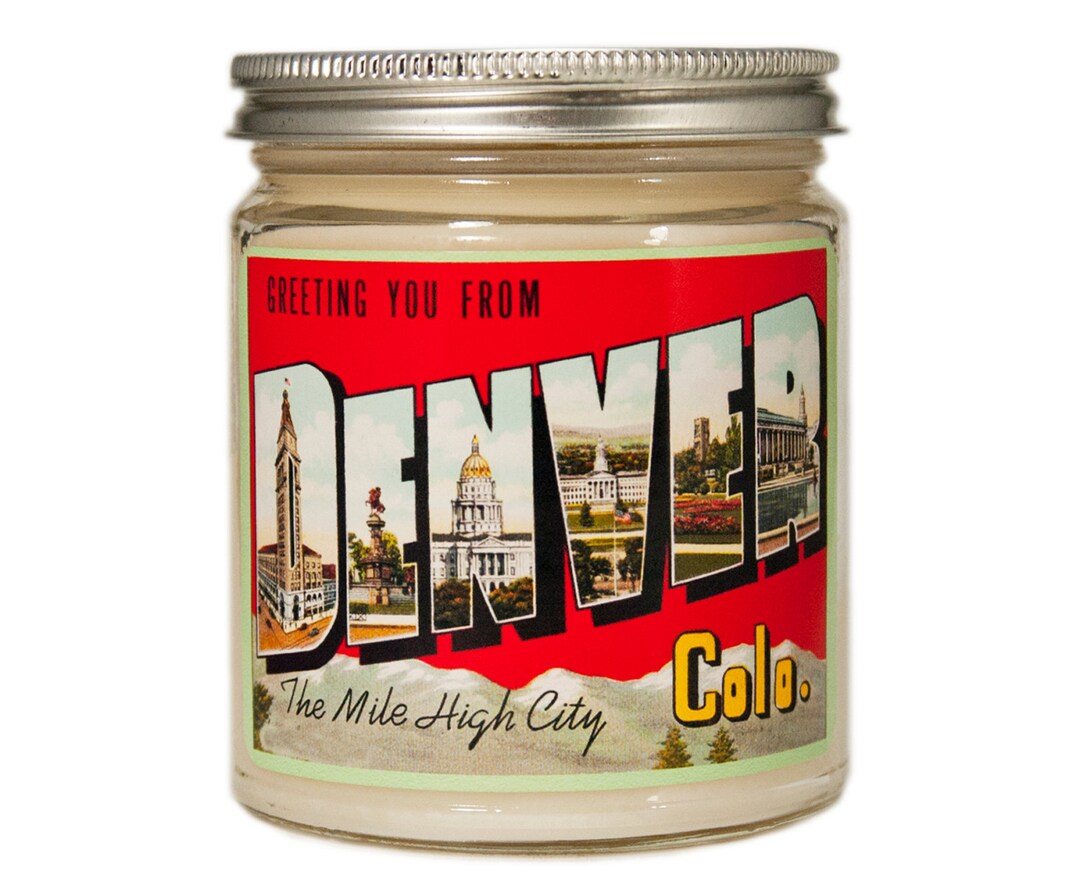 Denver Candle, Personalized Homesick Candle Vintage Denver Postcard ...
