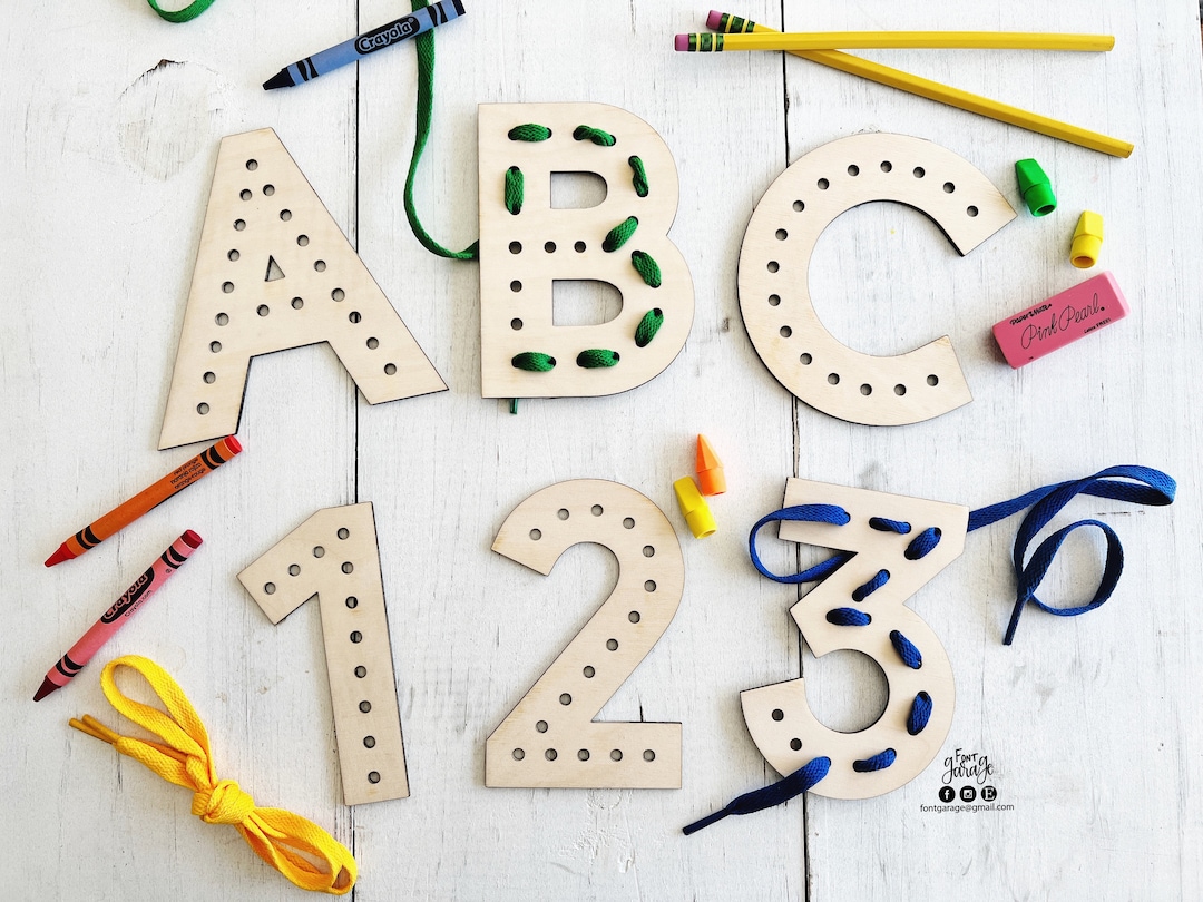 Alphabet Lacing Cards | Number Lacing Cards | Wooden Lacing Cards ...
