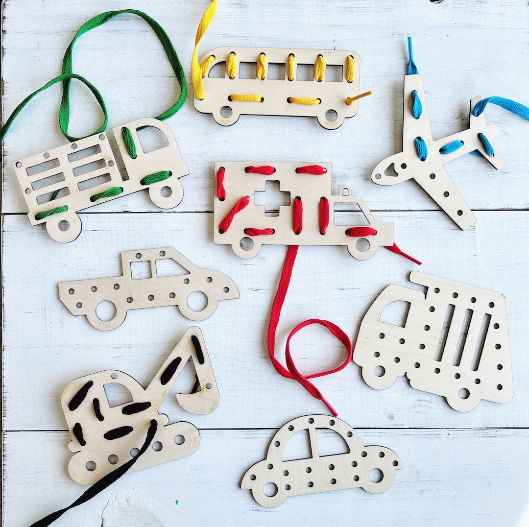 Vehicle Lacing Boards | Lacing Boards | Montessori Lacing Boards ...