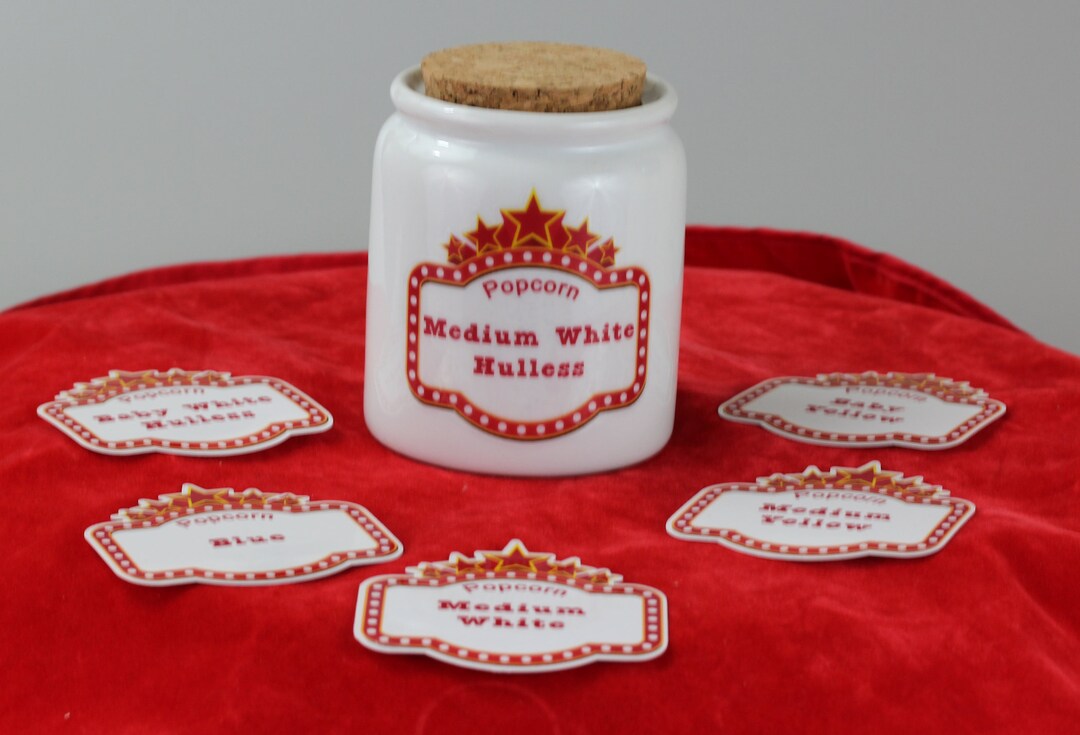 Ceramic Popcorn Kernel Storage Canister With Cork Lid 11 Ounce 3 ...