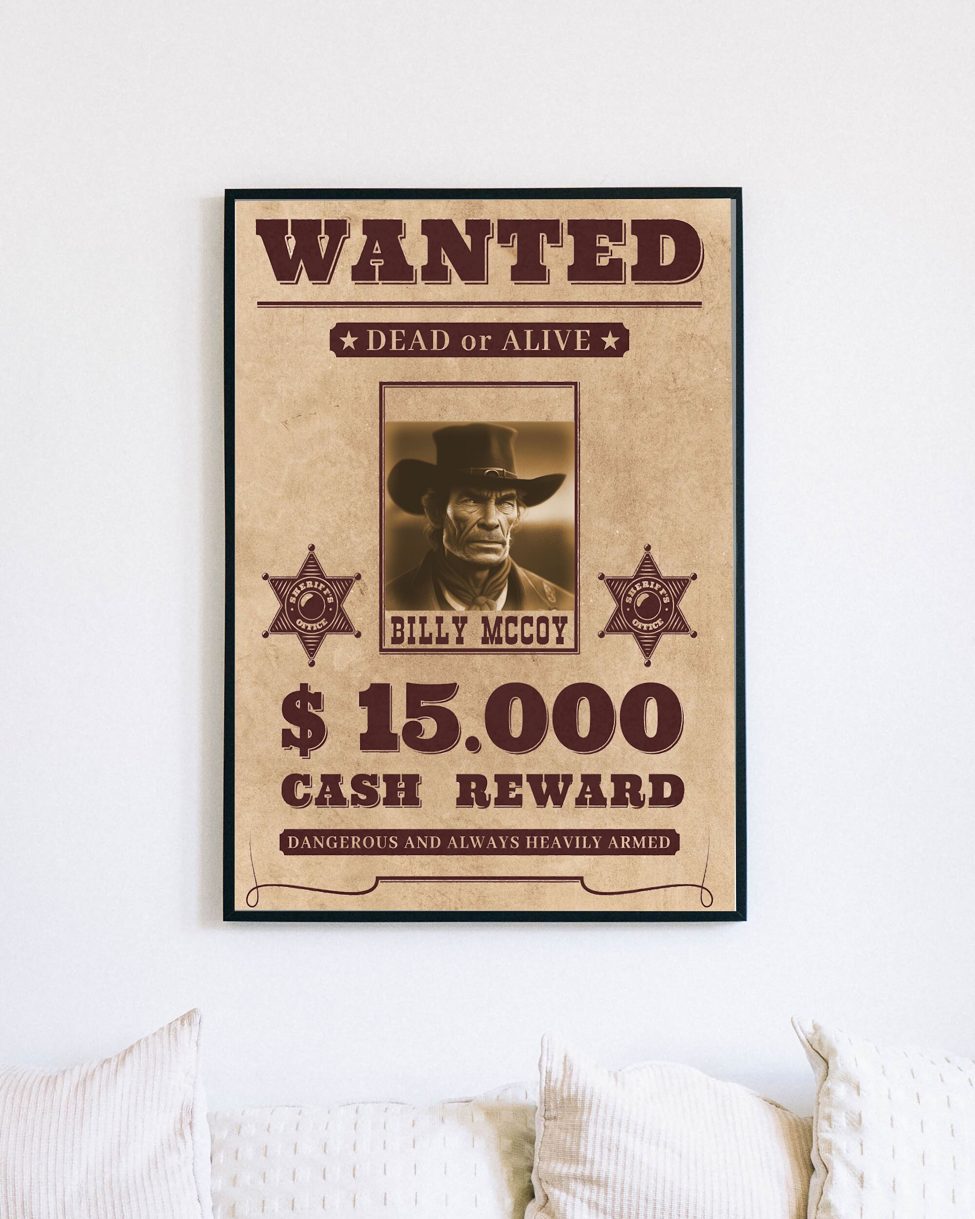 Personalized Vintage Fugitive Poster Cowboy/cowgirl wanted Dead or ...