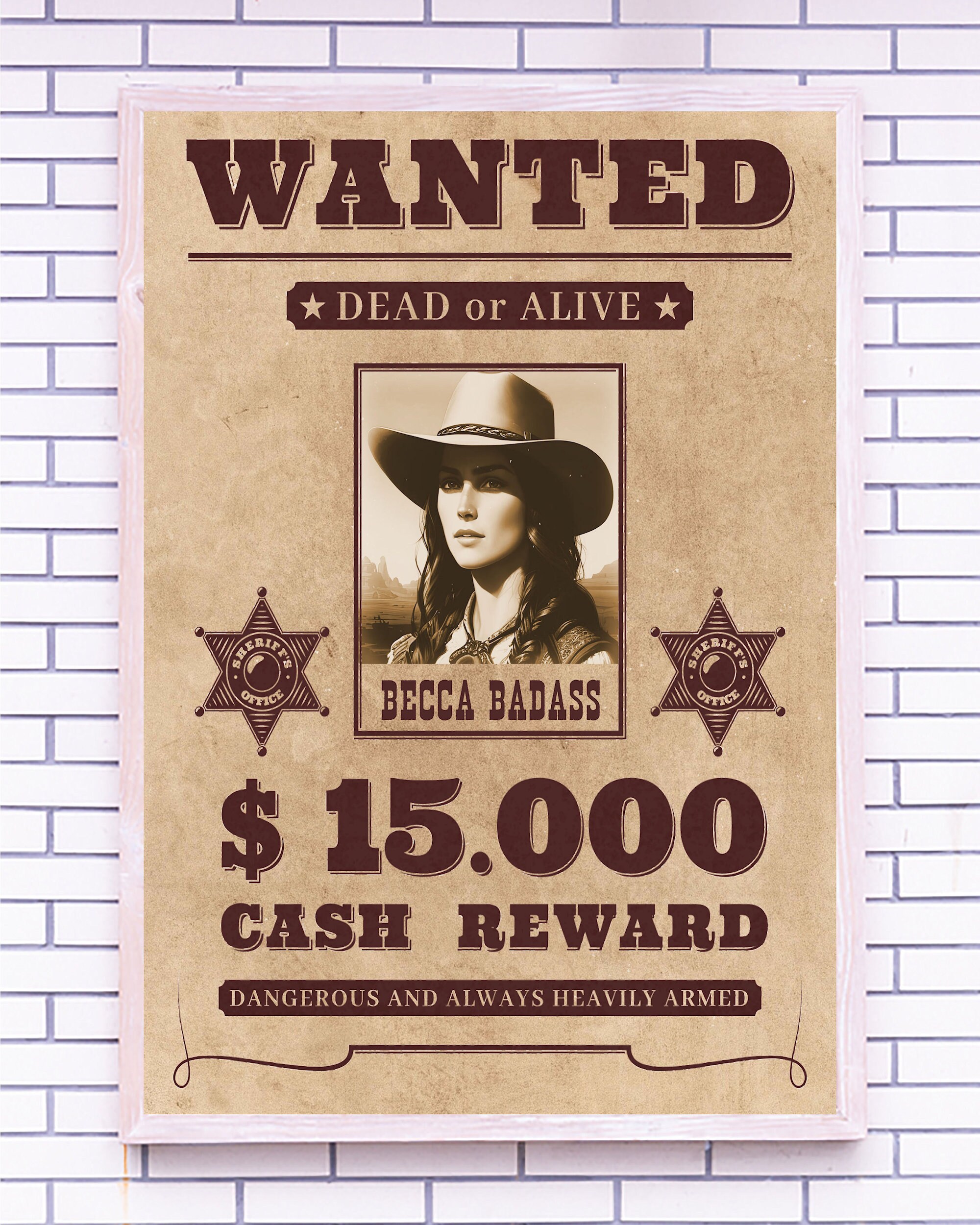 Personalized Vintage Fugitive Poster Cowboy/cowgirl wanted Dead or ...