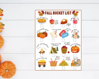 Fall Bucket List Printable Checklist of Fall Activities Instant ...