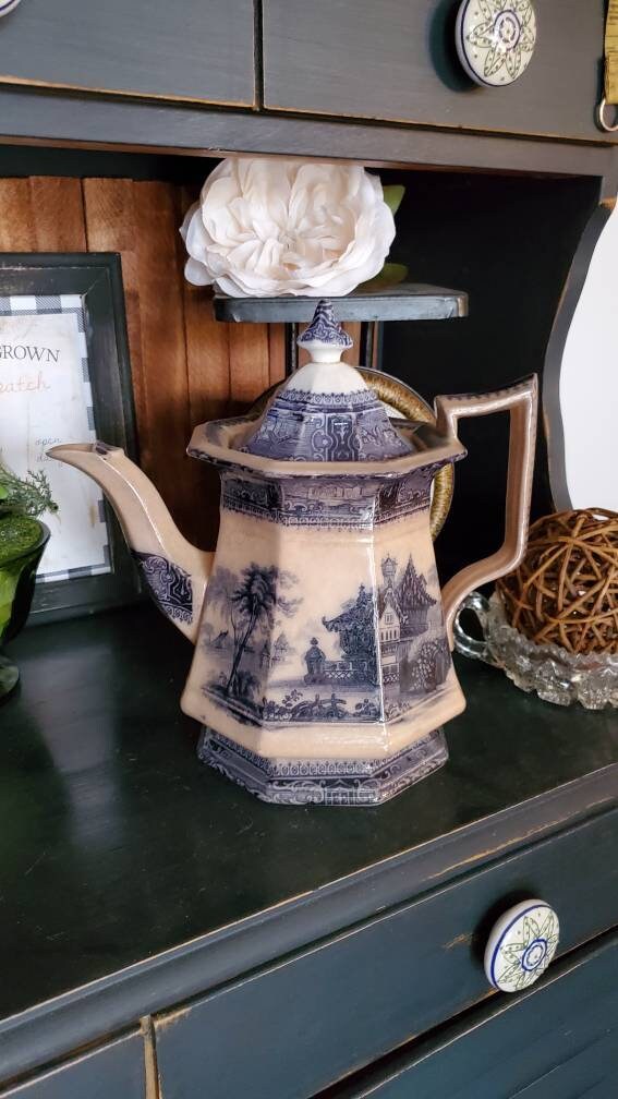 SALE ANTIQUE J Clementson Ironstone Tillenberg Pattern 10 Inch Tea Pot ...